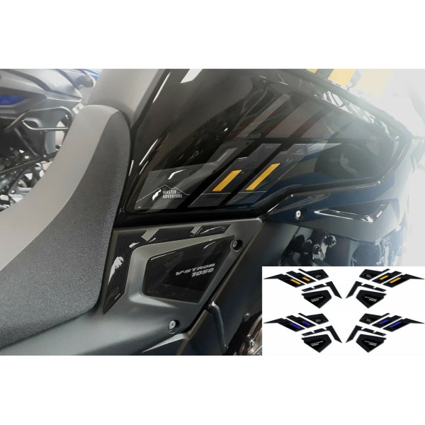 2 3D STICKERS SIDE PROTECTIONS MOTORCYCLE TANK compatible with SUZUKI V ...